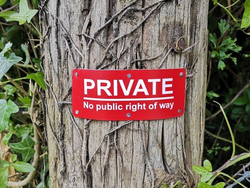 PRIVATE - No public right of way - Natural Signs PRIVATE - No public right of way - Natural Signs